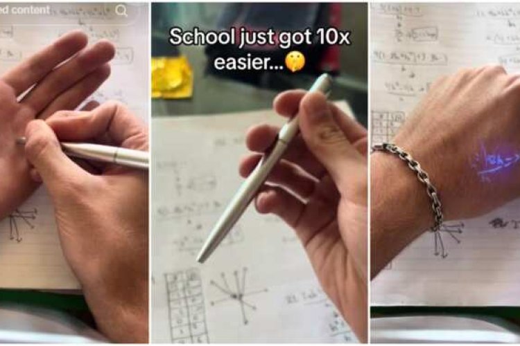 Man Demonstrates "Invisible" UV Light Magic Pen for Cheating in Exams ...