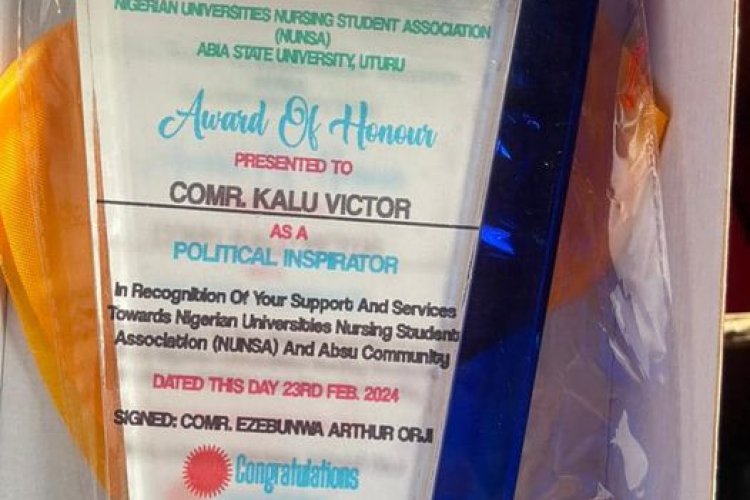 ABSU Student Kalu Victor Honored as Political Inspirator by NUNSA ...
