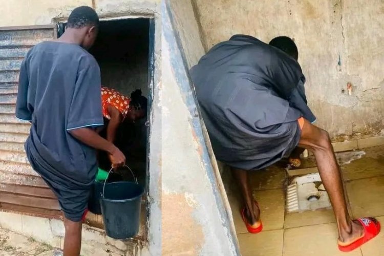 SUG Aspirant at Federal Polytechnic Bida Spotted Cleaning Toilets ...