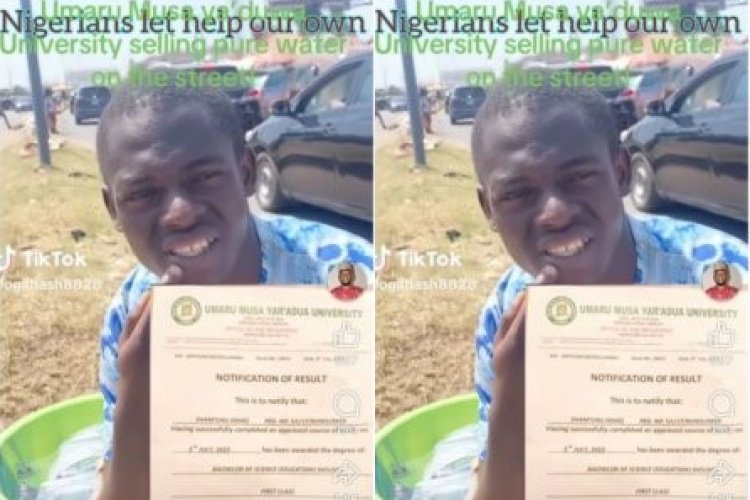 Nigerian First-Class Graduate from Katsina Hawks Sachet Water, Appeals ...