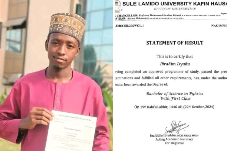 Sule Lamido University Graduate Ibrahim Isyaku Achieves Academic Excellence With 4.71 CGPA in ...