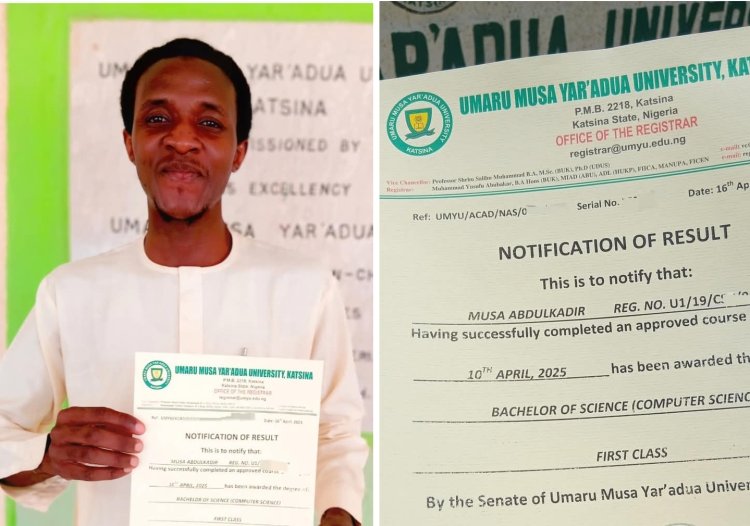 UMYU Graduate Musa Abdulkadir Achieves First Class Honours in Computer Science - Myschoolnews