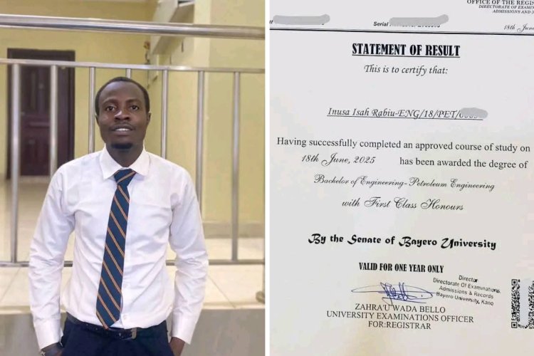 BUK Student Inusa Rabiu Achieves First Class Degree in Petroleum ...
